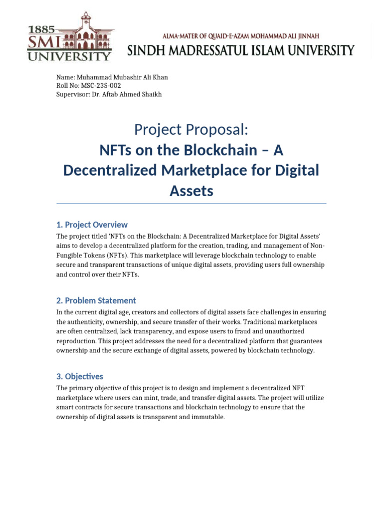 NFT Marketplace Project Proposal Updated | PDF | Computing | Information Technology