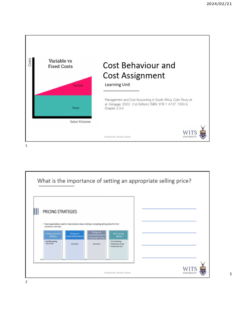 Cost Classifications and Cost Assignment - Lecture Slides | PDF | Cost | Cost Accounting