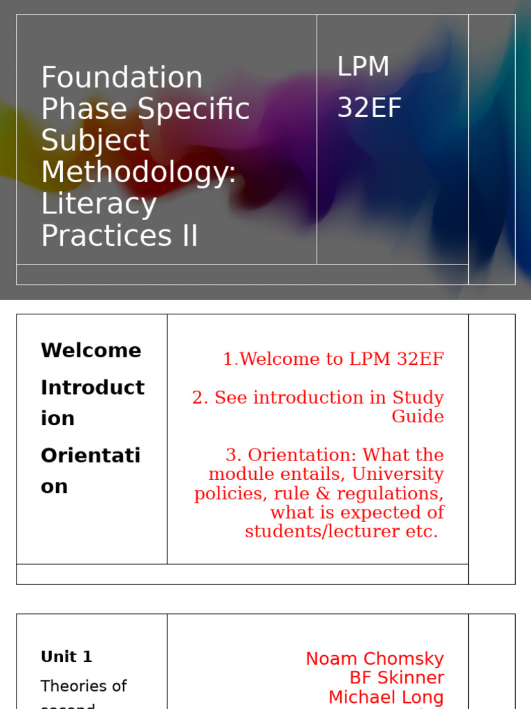 LPM 32EF - Unit 1 Slides (00C) | PDF | Language Acquisition | Cognitive ...