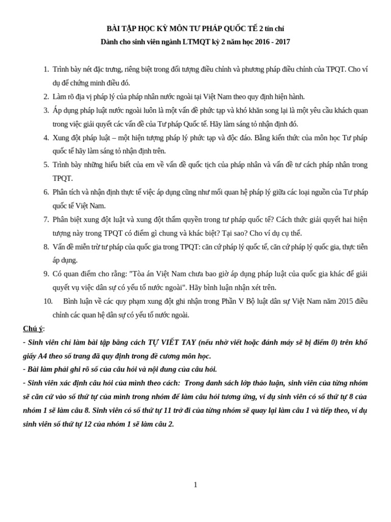 BT HOC KY Ngành TMQT | PDF