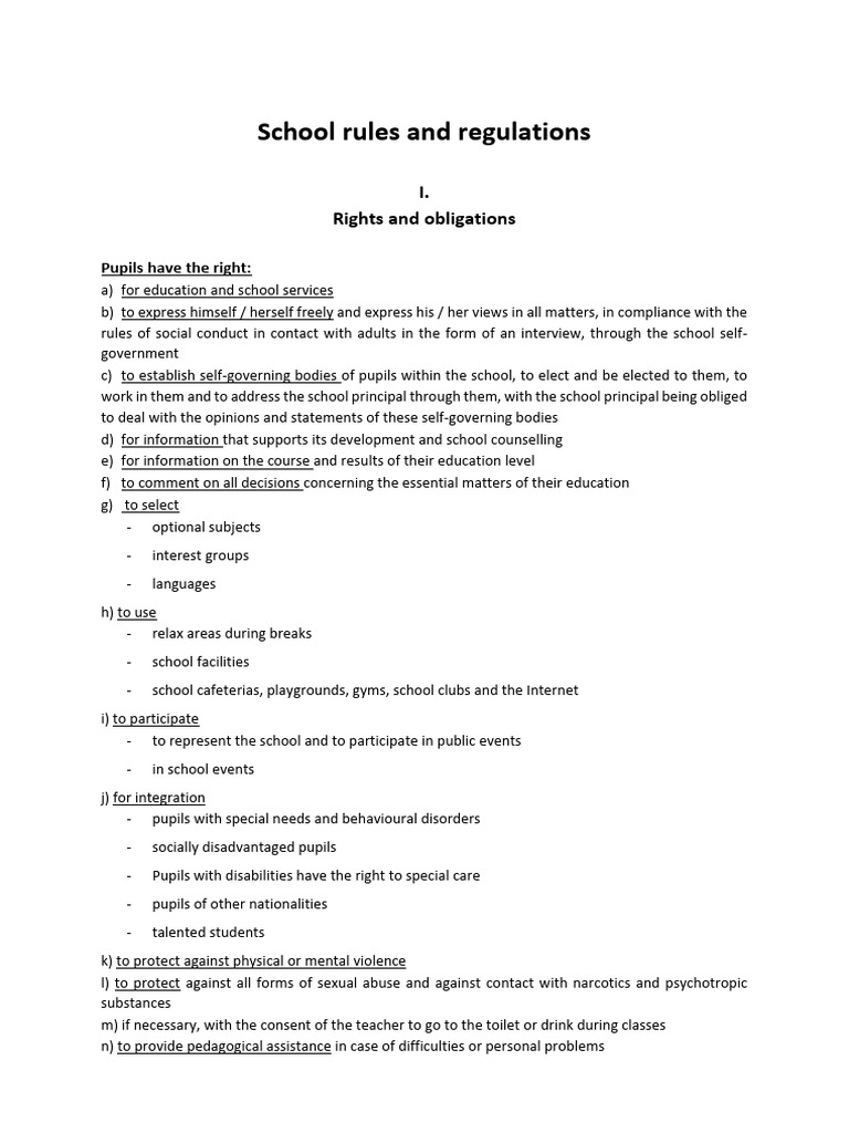 Primary School Rules and Regulations | PDF | Teachers | Schools