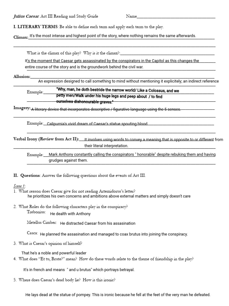 Kami Export - Youssef Soua - Act-III-worksheet | PDF | Mark Antony | Julius Caesar