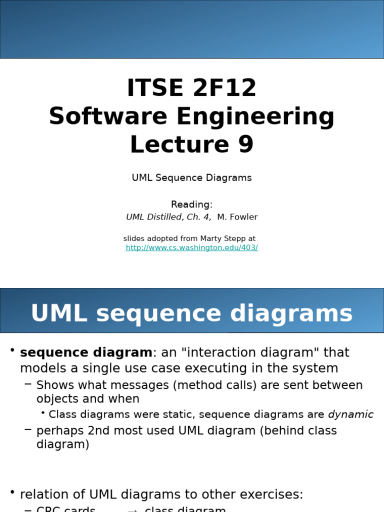 Lecture 09 Sequencediagrams | PDF | Object (Computer Science) | Unified Modeling Language
