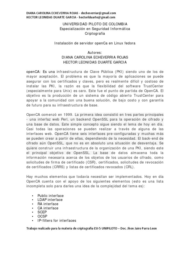 OpenCa Hector Diana | PDF | Áreas de informática | Gestión de ...