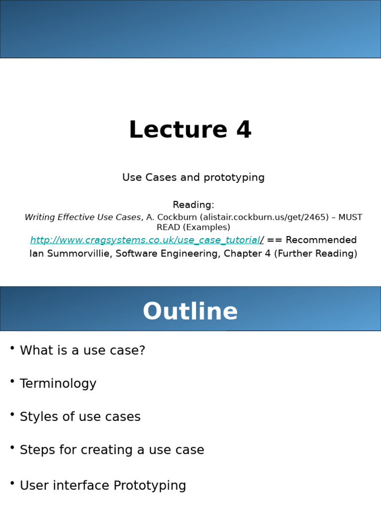 Lecture 04 Usecases | PDF | Use Case | Software Prototyping