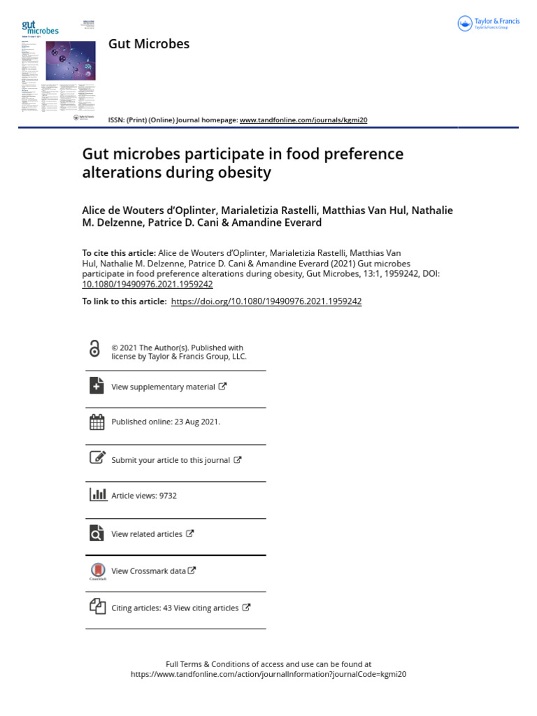 Gut Microbes Participate In Food Preference Alterations During Obesity