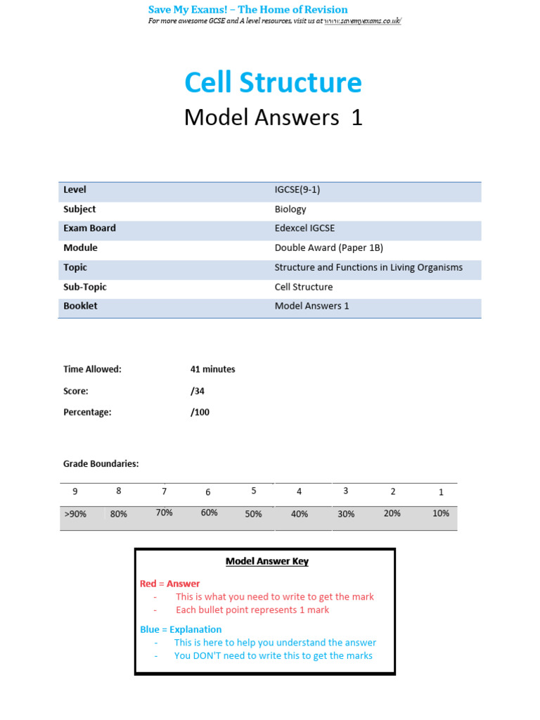 4.1 Cell Structure 1B IGCSE9 1 Edexcel Biology | PDF | Excretion | Cell ...