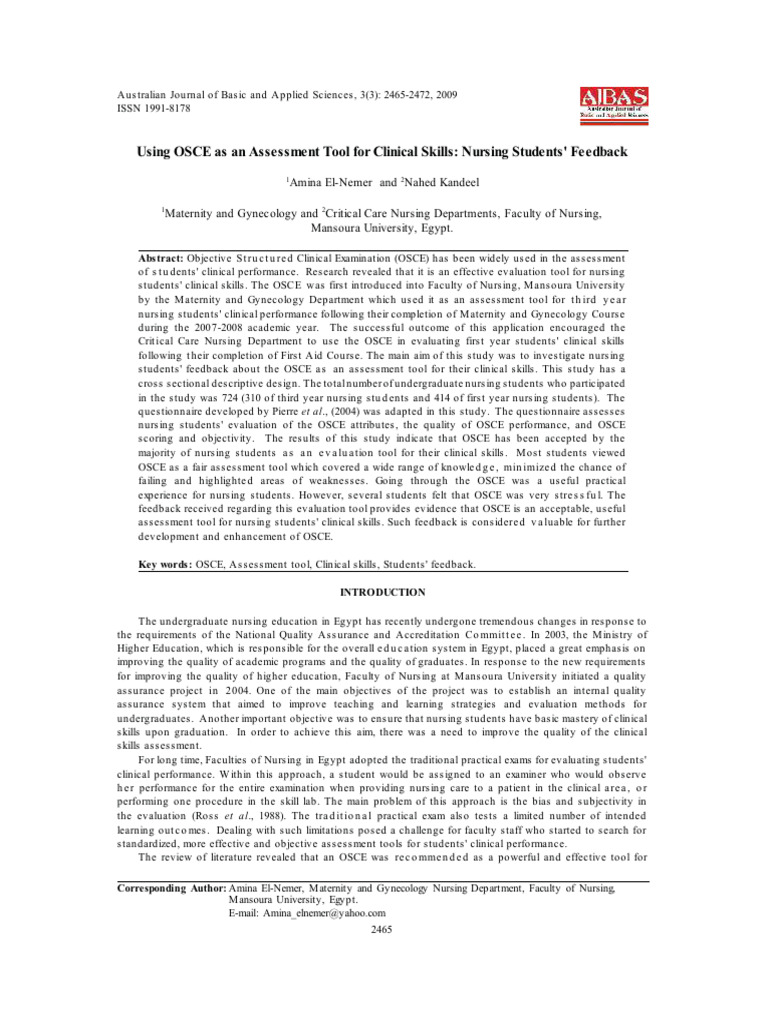 Using OSCE As An Assessment Tool For Cli | PDF | Health Care | Medicine