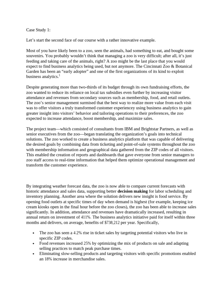 CASE 1 | PDF | Analytics | Zoo