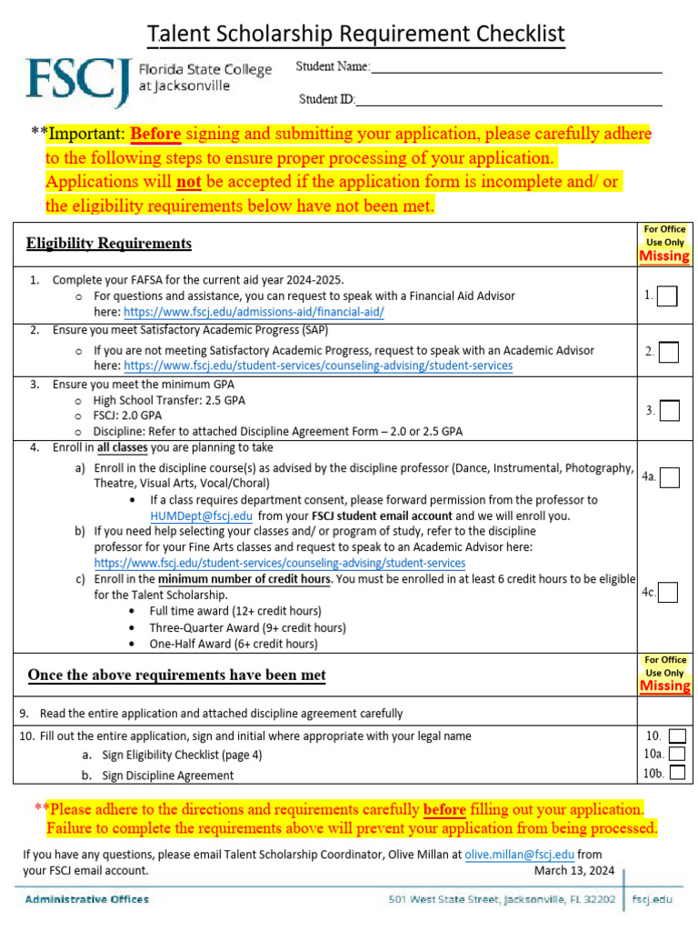 2024-25 Theatre Performance Talent Scholarship Application Fillable ...