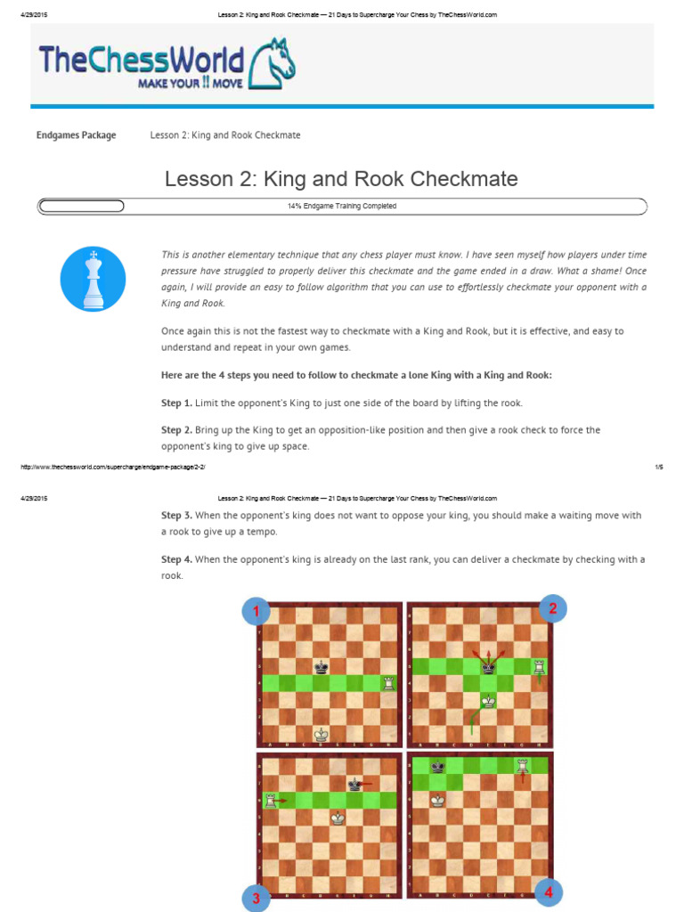 Lesson 2 - King and Rook Checkmate - 21 Days To Supercharge Your Chess ...