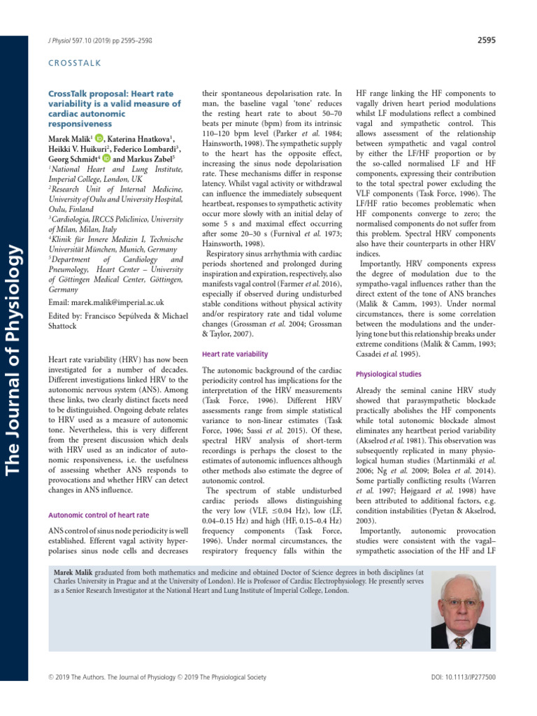 Crosstalk Proposal Heart Rate Variability Is A Valid Measure of Cardiac ...