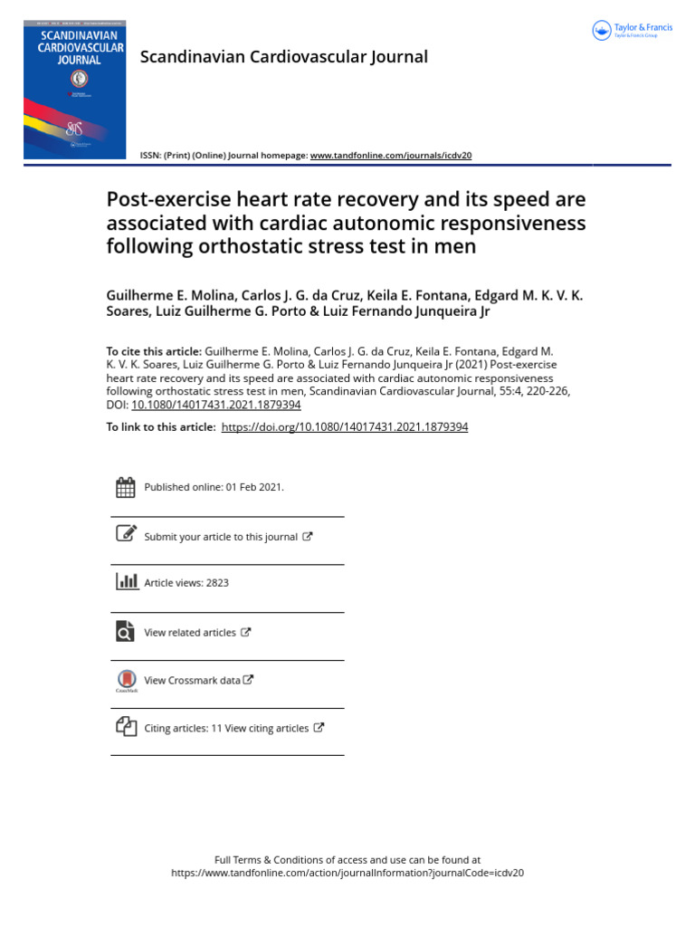 Post-exercise heart rate recovery and its speed are associated with cardiac autonomic ...