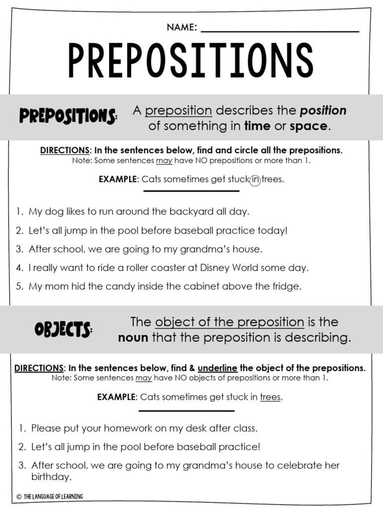 Prepositions | PDF | Preposition And Postposition | Phrase