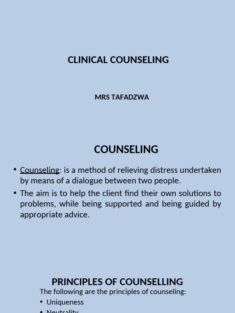 Lect 15. Clinical Counseling | PDF | Psychotherapy | Attention