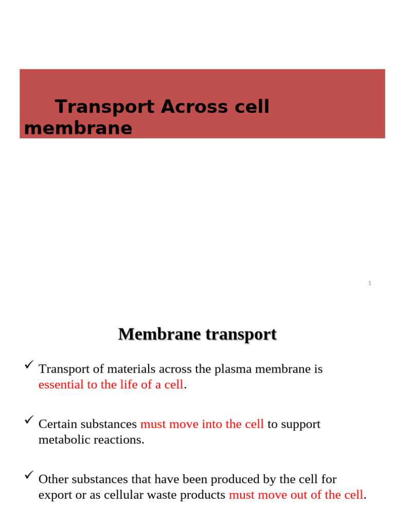 2. transport across membrane | PDF | Cell Membrane | Osmosis