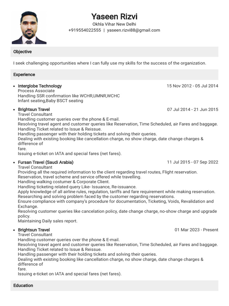 Yaseen Rizvi CV | PDF | Civil Aviation | Airlines