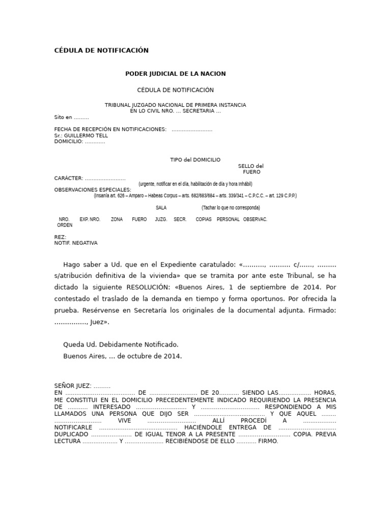 Cedula de Notificaci N | PDF