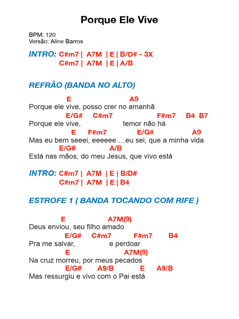 Letra da Música "Porque Ele Vive" | PDF