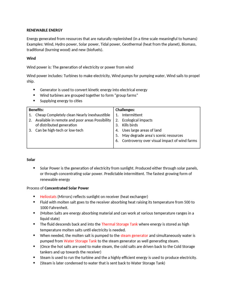 renewable notes | PDF | Renewable Energy | Solar Energy