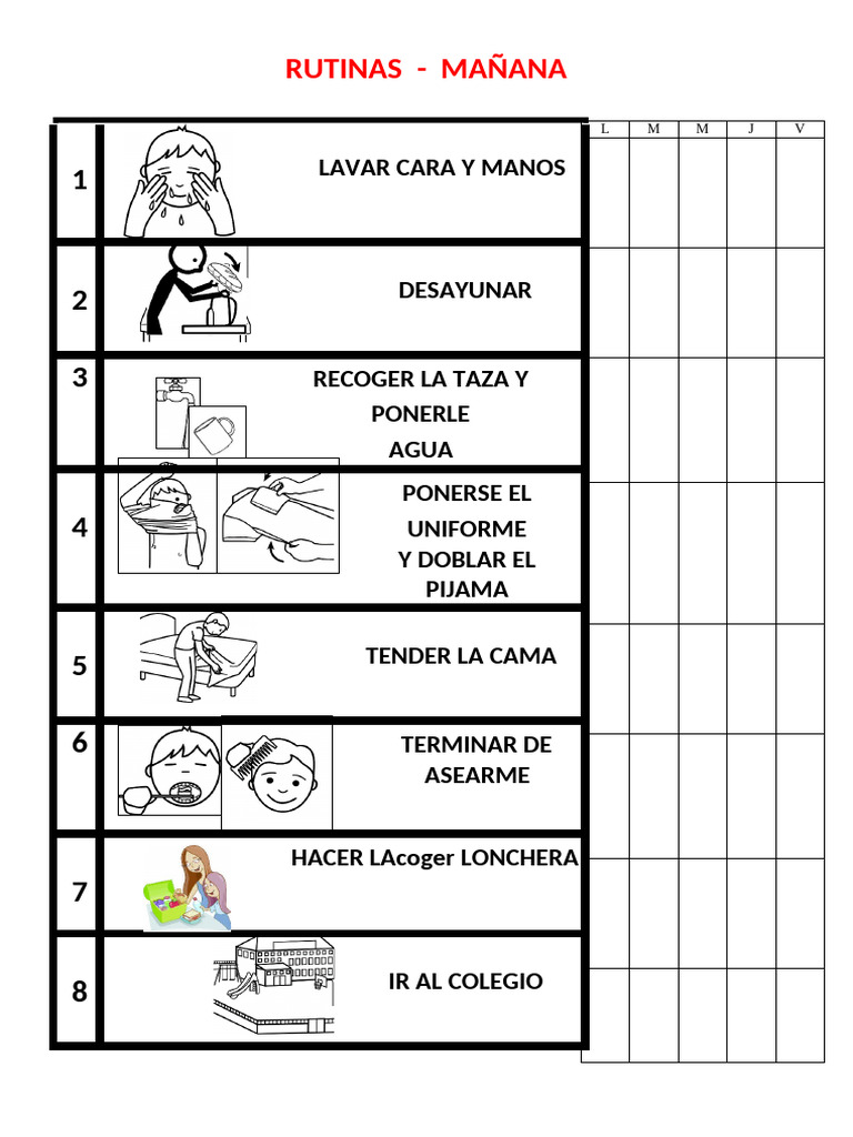 RUTINA MAÑANA-TARDE-NOCHE | PDF