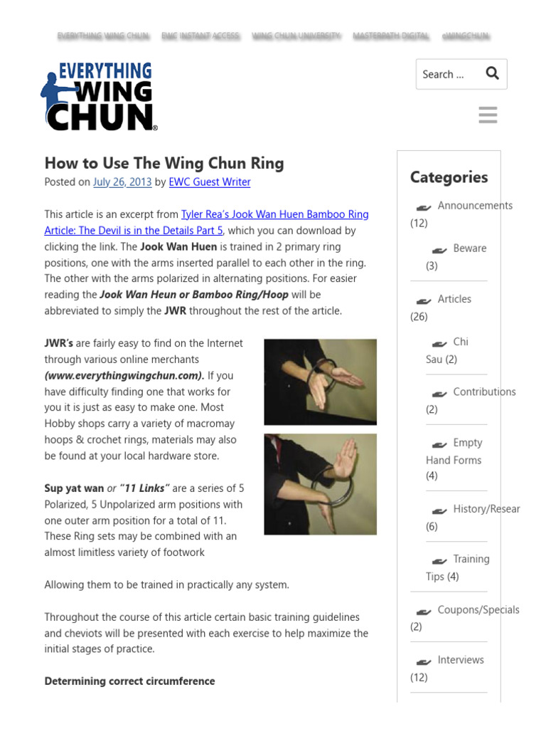 Wing Chun Ring Training Guide | PDF | Wing Chun | East Asian Martial Arts