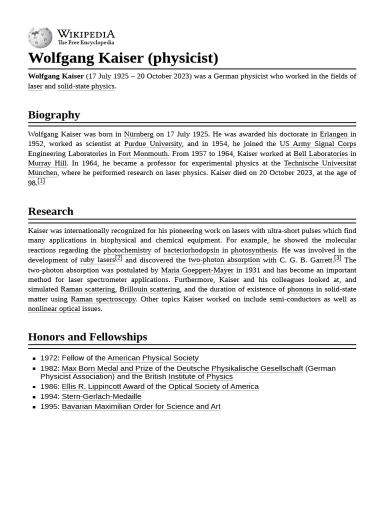 Wolfgang Kaiser (Physicist) | PDF | Optics | Electromagnetism