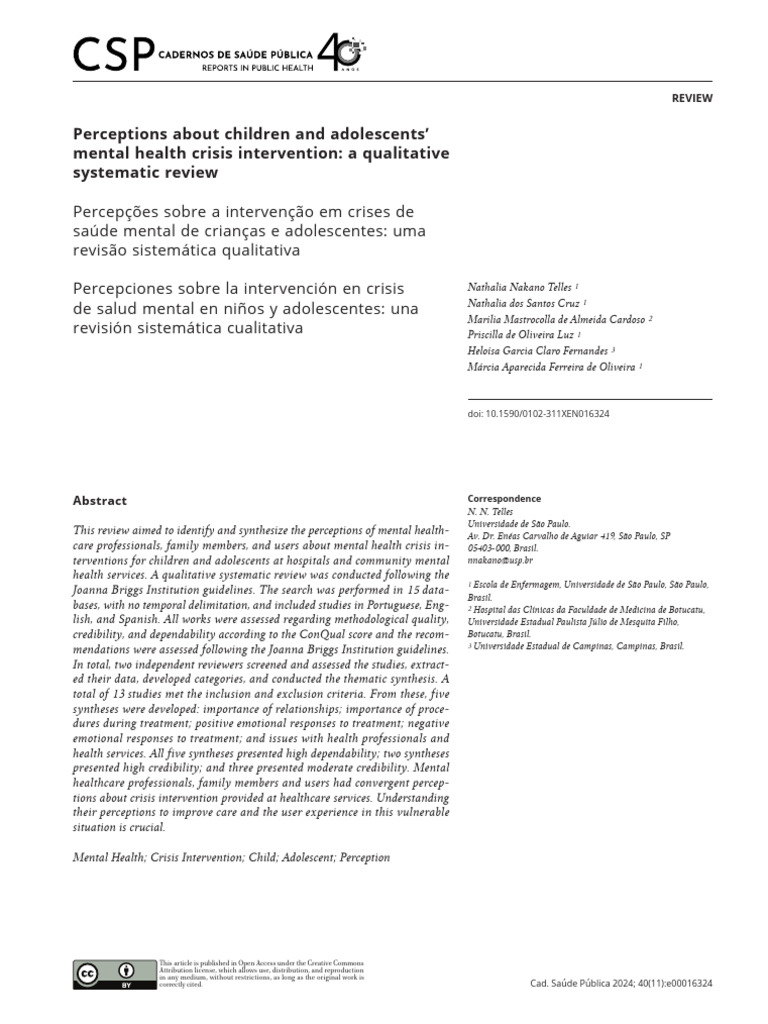 Perceptions About Children and Adolescents | PDF | Systematic Review | Mental Health