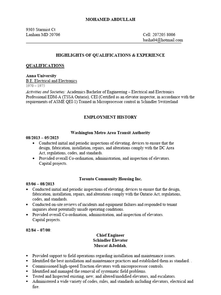 Resume.us | PDF | Elevator | Engineering