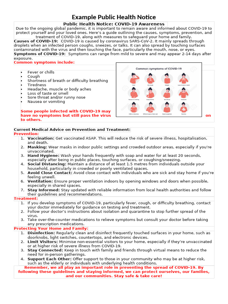 Example Public Health Notice | PDF | Immunology | Causes Of Death
