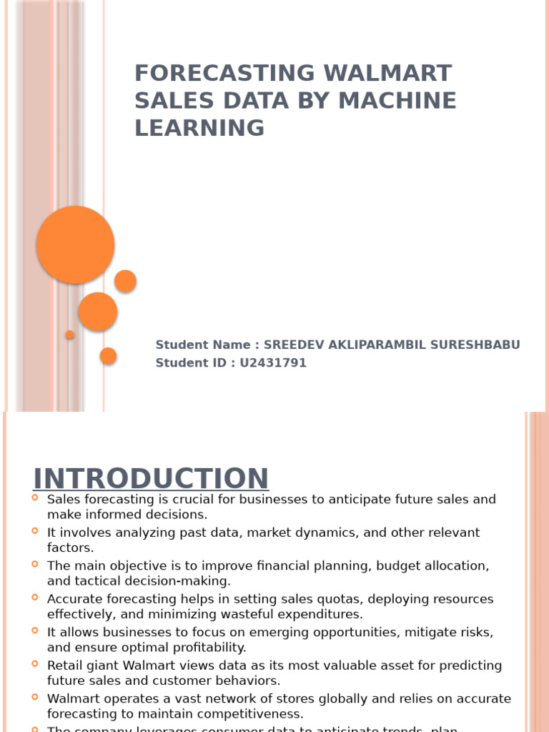 Forecasting Walmart Sales Data by Machine Learning | PDF | Forecasting ...