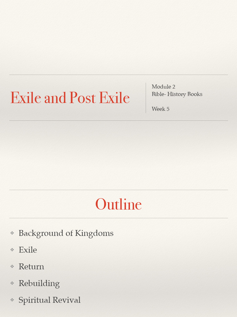 (Copy) M2W5 - Exile & Post Exile | PDF | Babylonian Captivity | Books ...