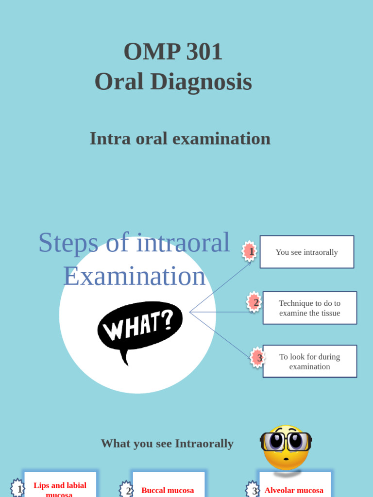 Intra Oral Examination | PDF | Tongue | Medical Specialties
