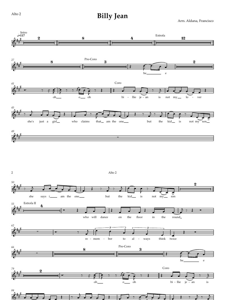 Billy Jean Voces - Alto 2 | PDF