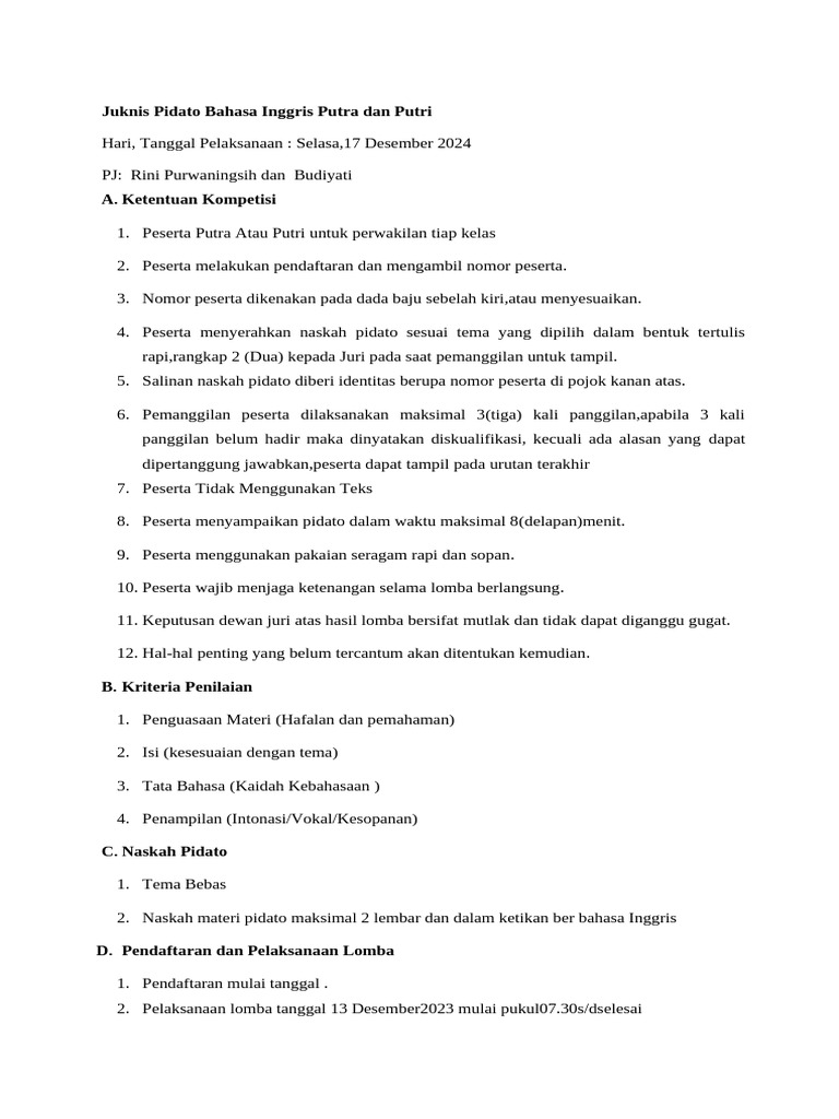 Juknis Dan Teks Pidato Bahasa Inggris | PDF | Quran | Islam