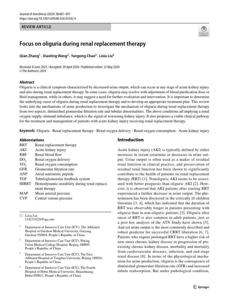 Oliguria_HD | PDF | Kidney | Organ (Anatomy)