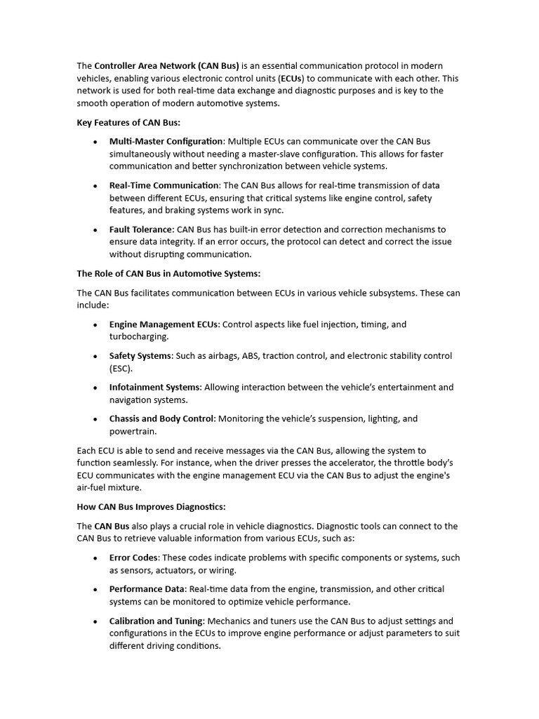 Automotive Controller Area Network Overview | PDF | Computing | Motor ...
