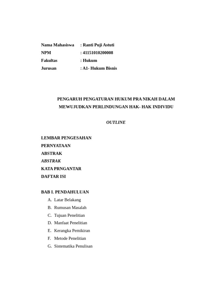 OUTLINE PENGAJUAN PROPOSAL SKRIPSI | PDF