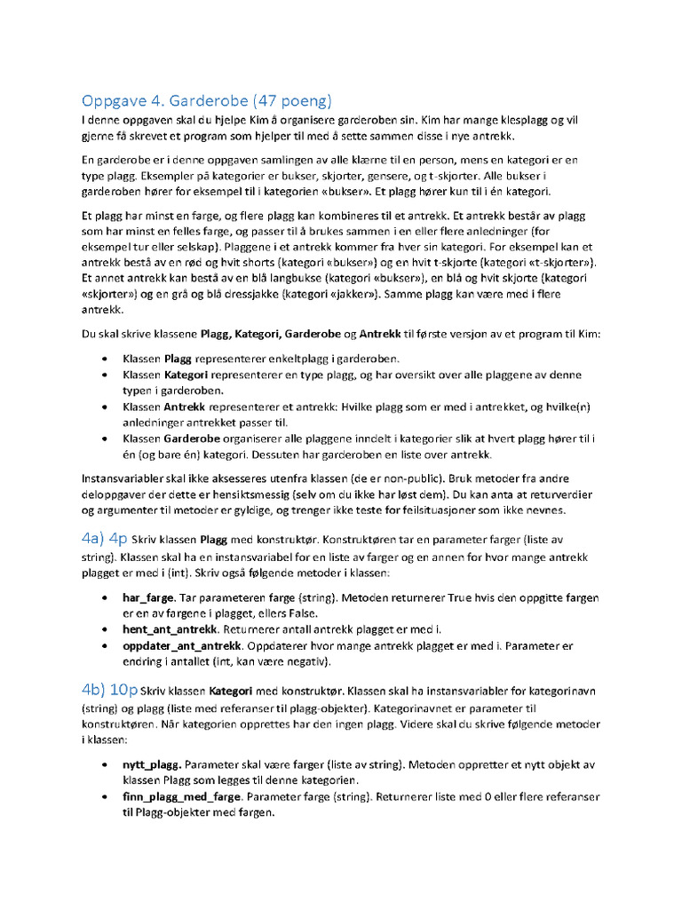 Prøveeksamen IN1000 1 Introduksjon Til Objektorientert Programmering | PDF
