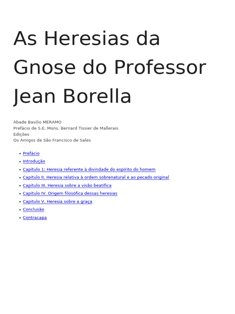 As Heresias Da Gnose Do Professor Jean Borella | PDF | Graça no ...