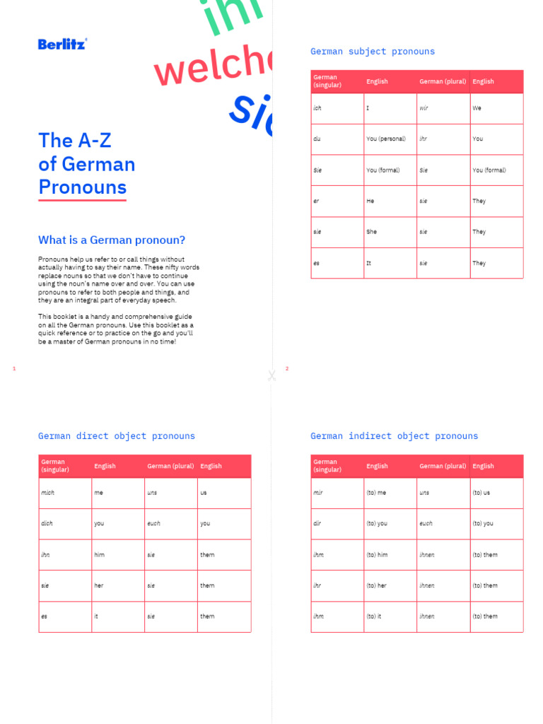 German Pronouns | PDF | Grammatical Number | Pronoun