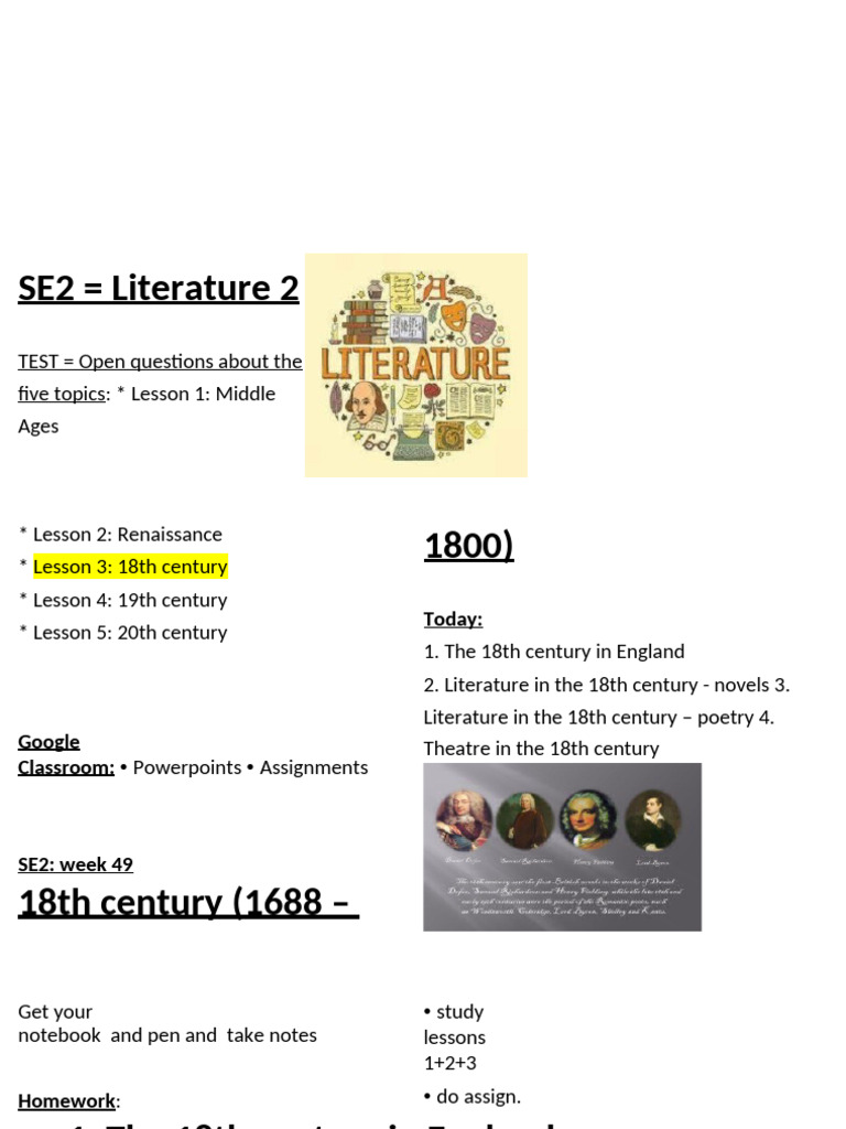 18th Century - Lesson 3 | PDF | Poetry