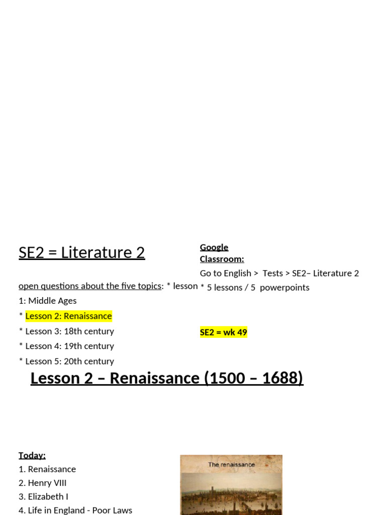 Renaissance - lesson 2 | PDF | Renaissance | Romeo And Juliet