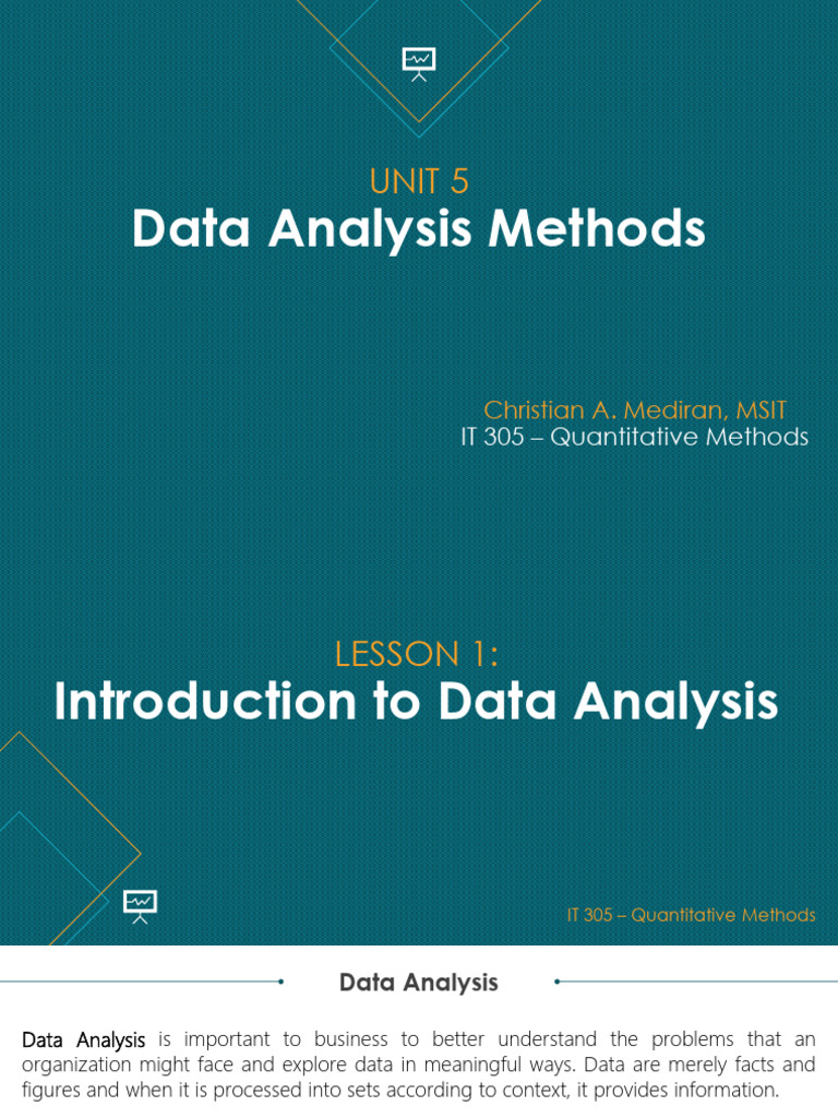 UNIT 5 - Data Analysis Methods | PDF | Data Analysis | Data
