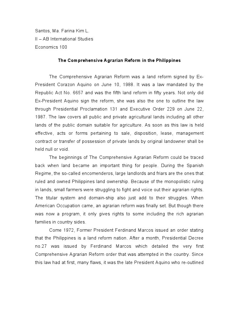 Evaluating the Comprehensive Agrarian Reform | PDF | Economies | Government
