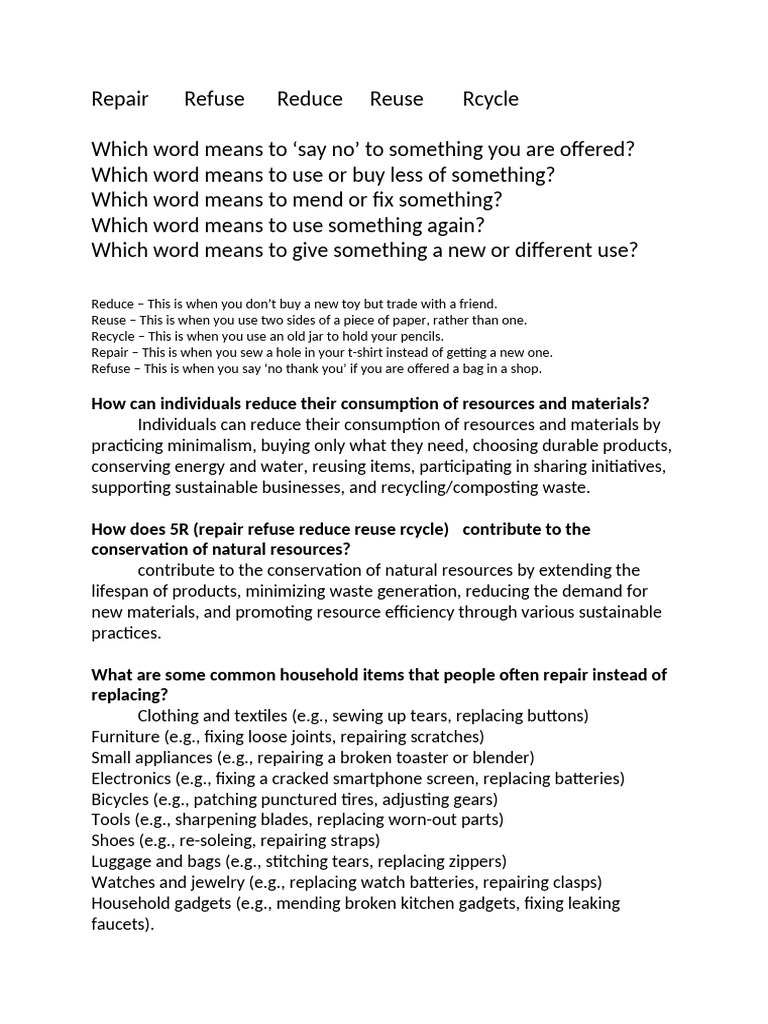 5R | PDF | Recycling | Reuse