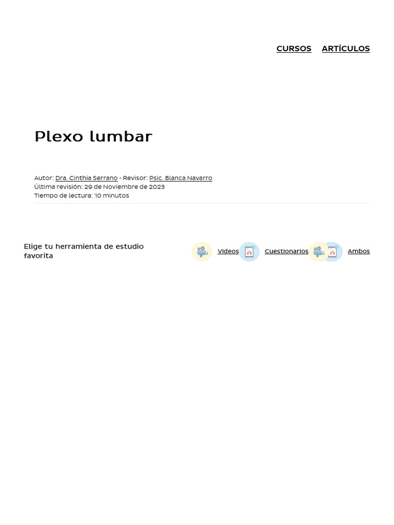 Anatomía del Plexo Lumbar: Funciones y Ramos | PDF | Neuroanatomía ...
