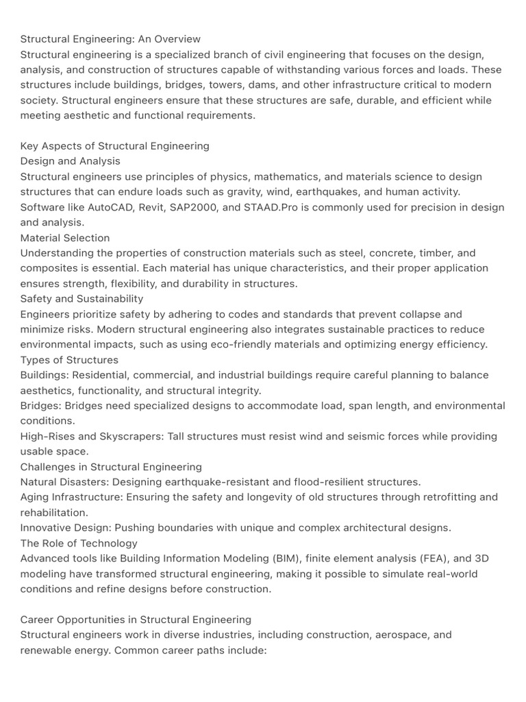 Structural Engineering An Overview Pdf Structural Engineering