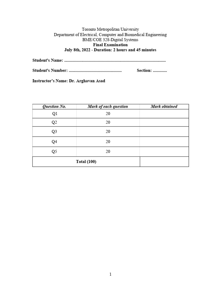 COE 328 Final Exam July 8th 2022 PDF | PDF | Electronic Circuits ...