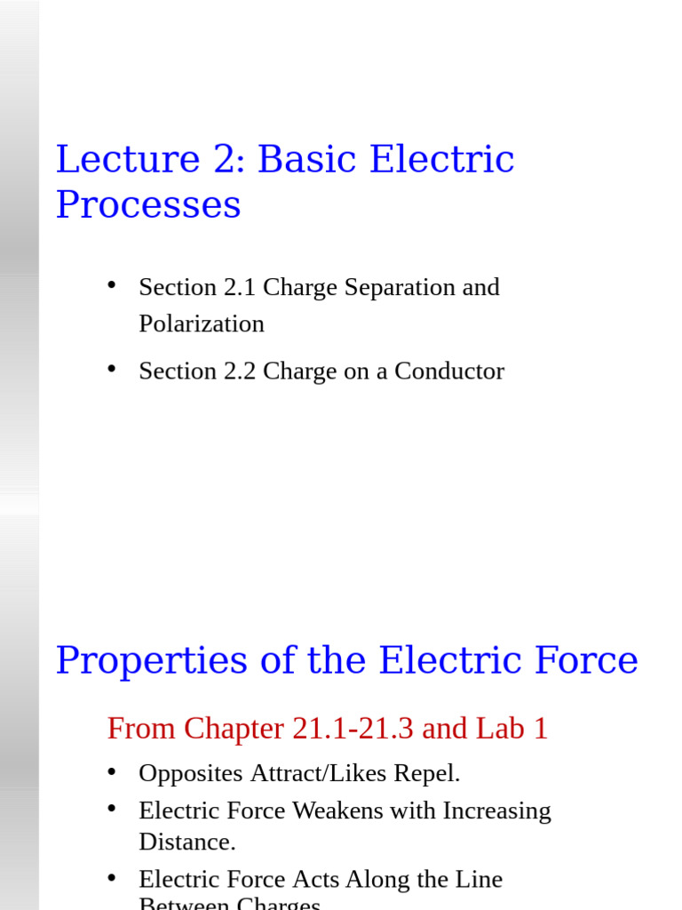 Lecture2 ElectricProcesses | PDF | Dielectric | Electric Charge